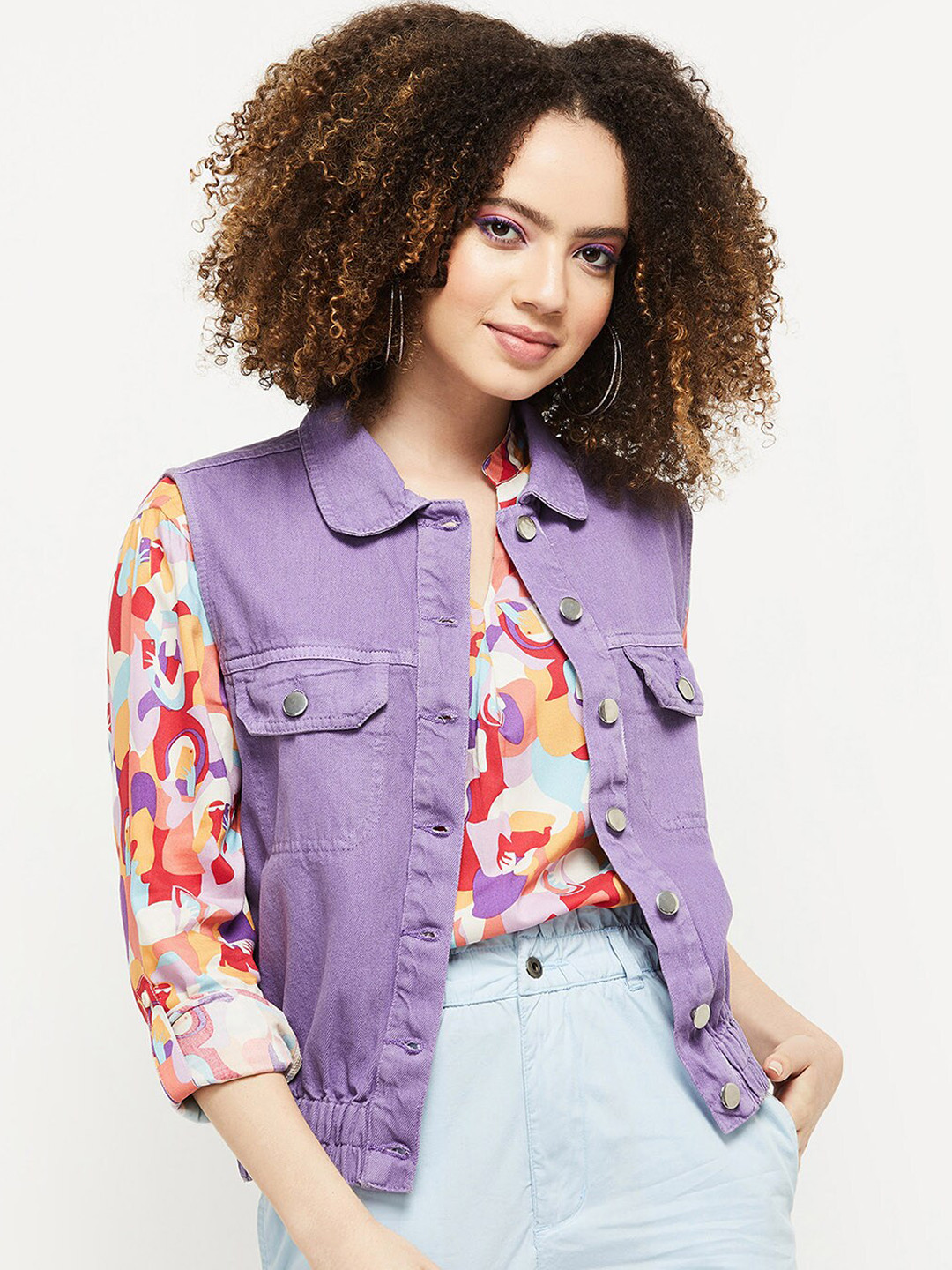 Buy Max Women Purple Denim Jacket - Jackets for Women 19427176 | Myntra