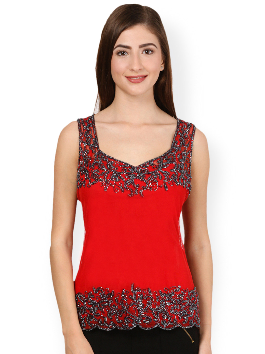 Buy Saadgi Women Red Embellished Top - Tops for Women 1943067 | Myntra