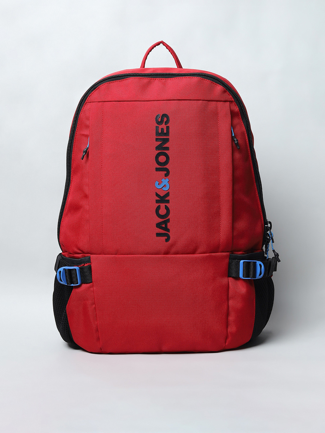 Buy Jack & Jones Men Red & Black Typography Backpack - Backpacks for ...