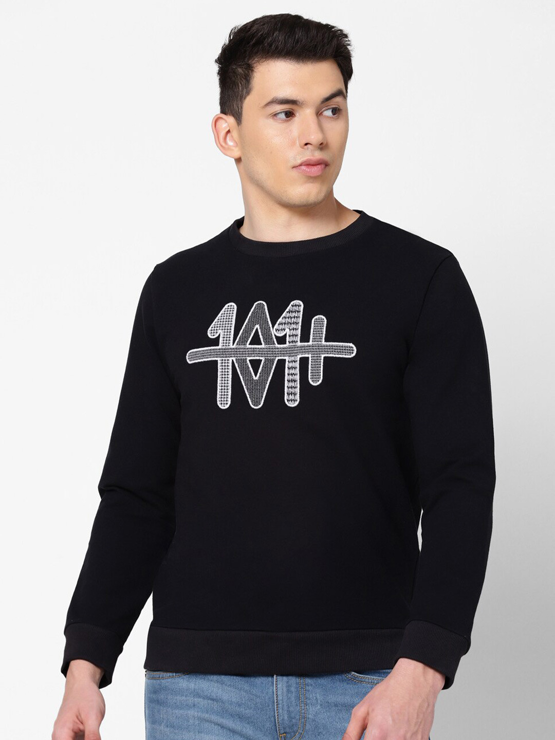 Buy Lee Men Black Printed Detachable Hood Cotton Sweatshirt ...