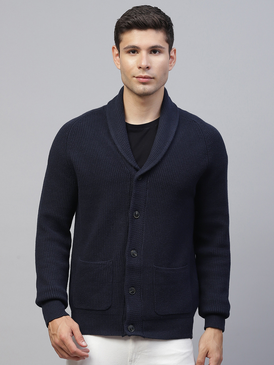 Buy Marks & Spencer Men Navy Blue Cardigan - Sweaters for Men 19432350 ...