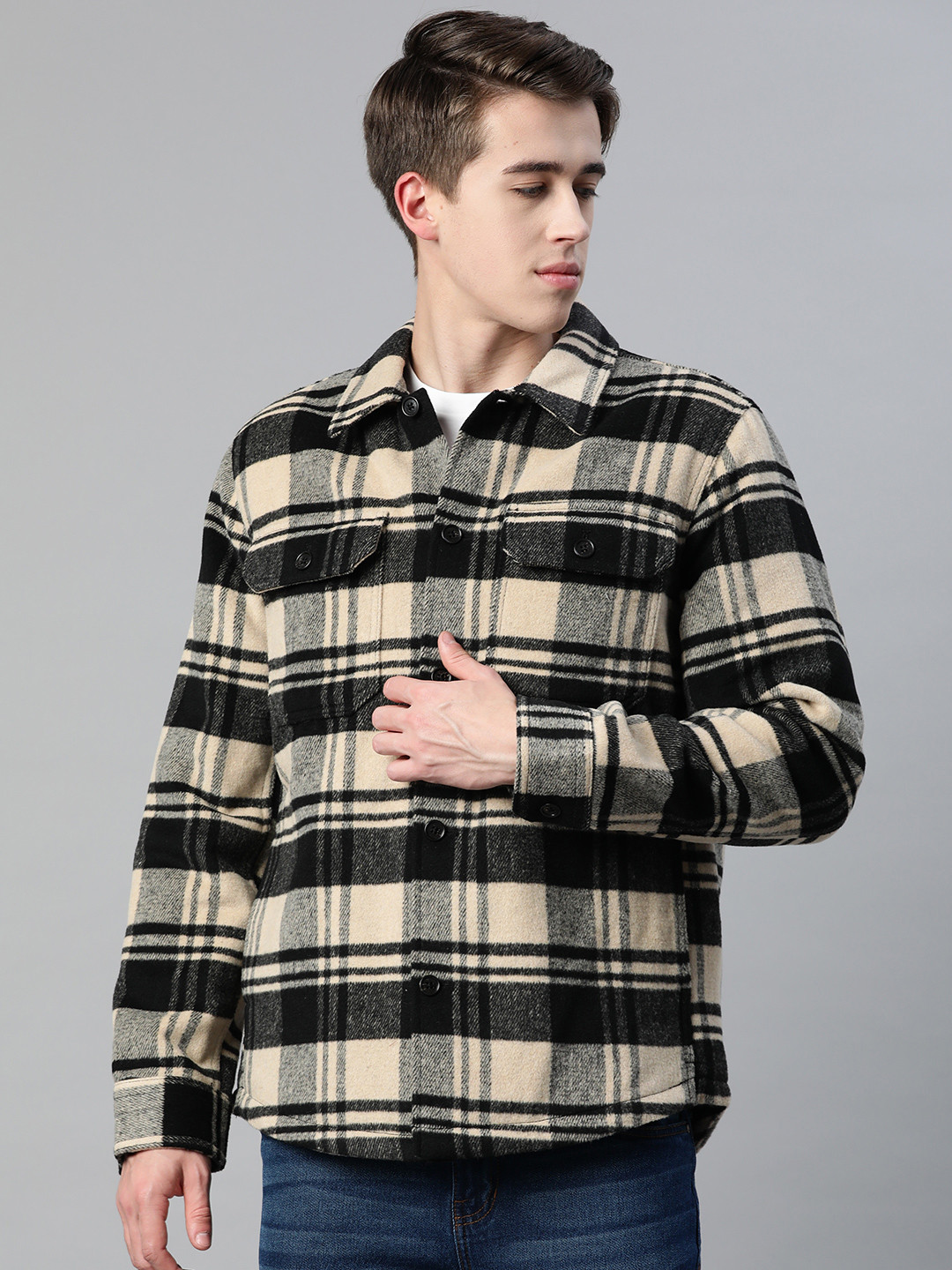 Buy Marks & Spencer Checked Padded Jacket - Jackets for Men 19433362 ...