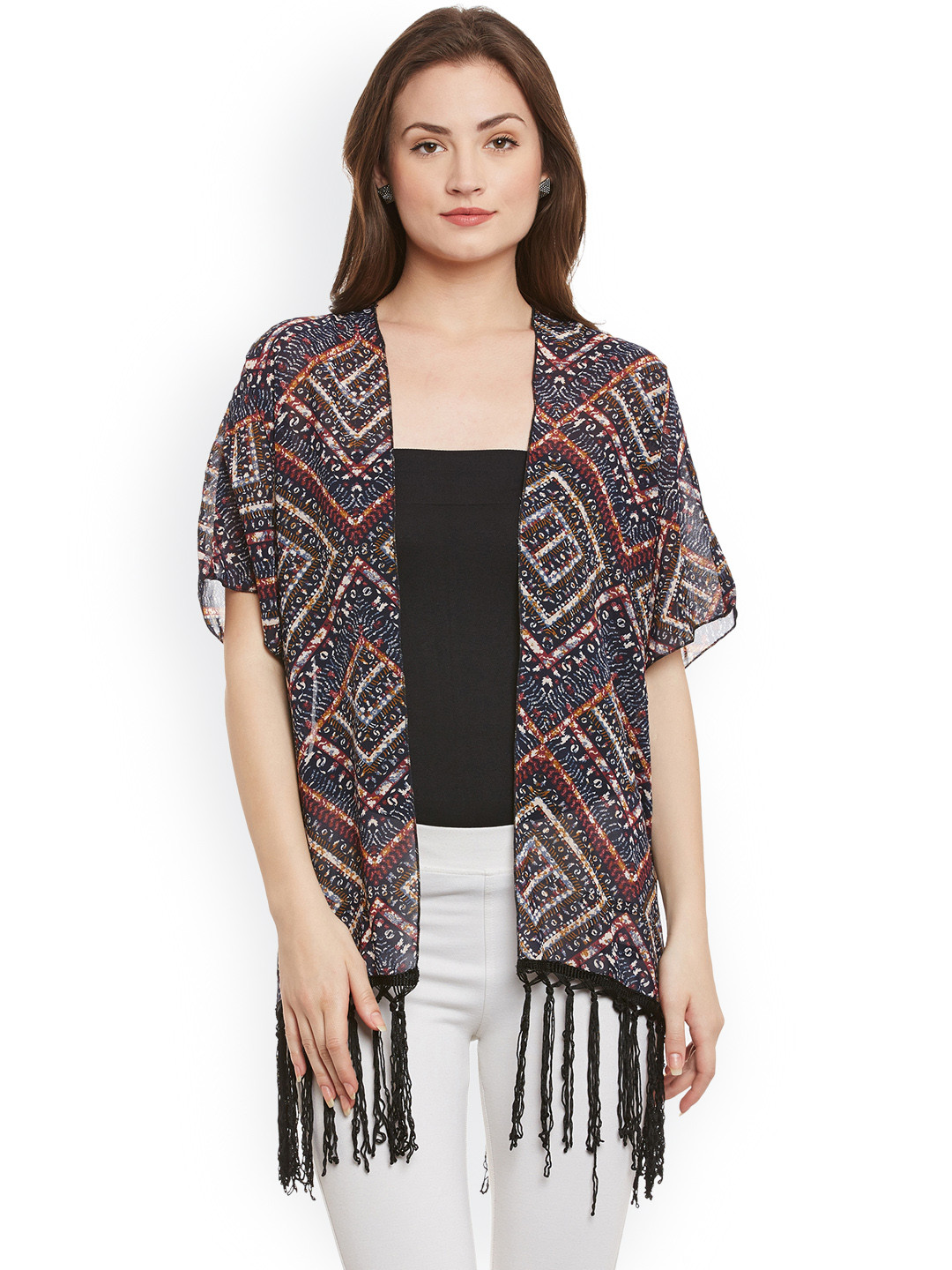 Buy Ruhaan's Navy Printed Shrug - Shrug for Women 1943381 | Myntra