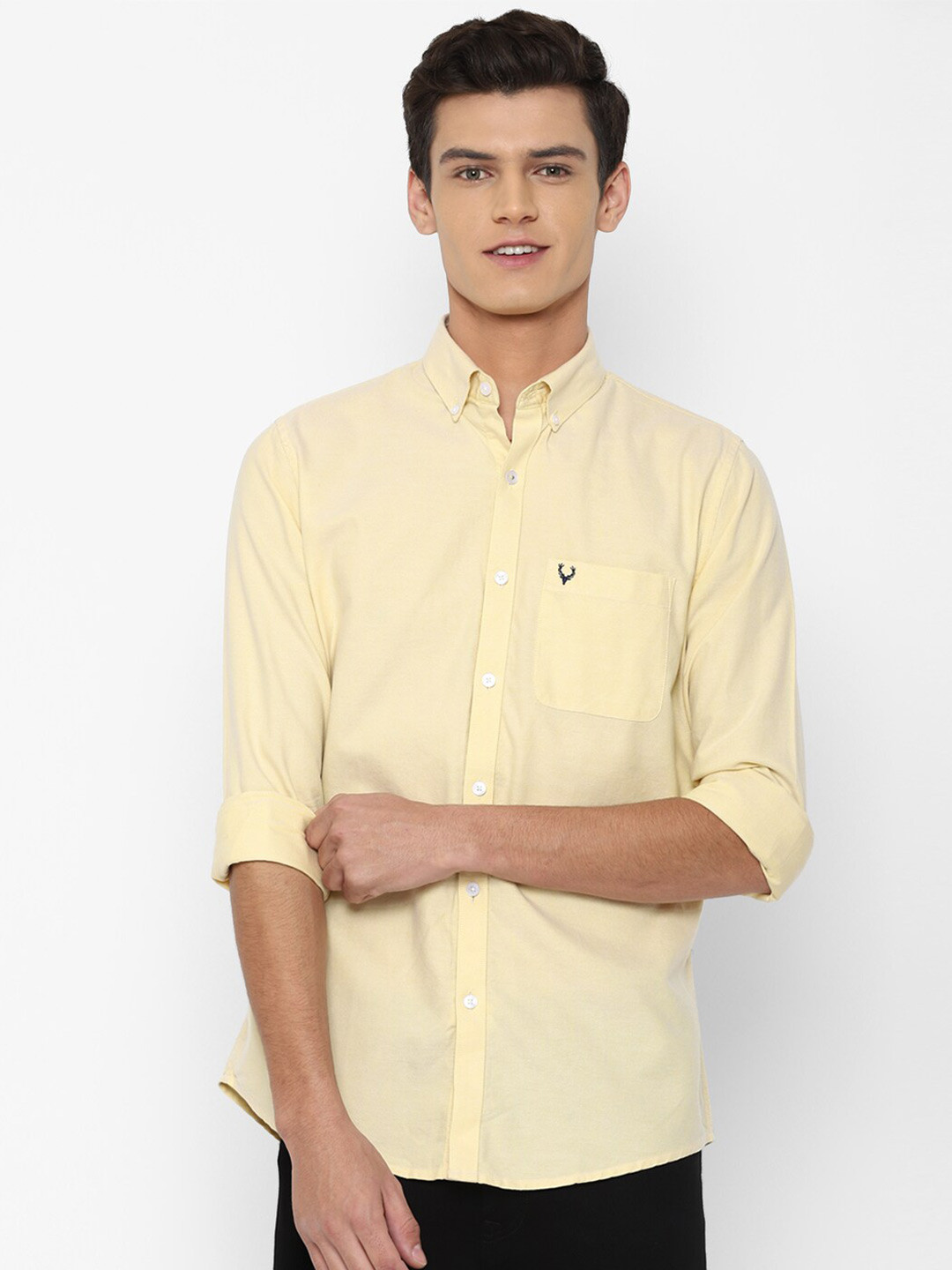 Buy Allen Solly Men Yellow Slim Fit Casual Shirt - Shirts for Men ...