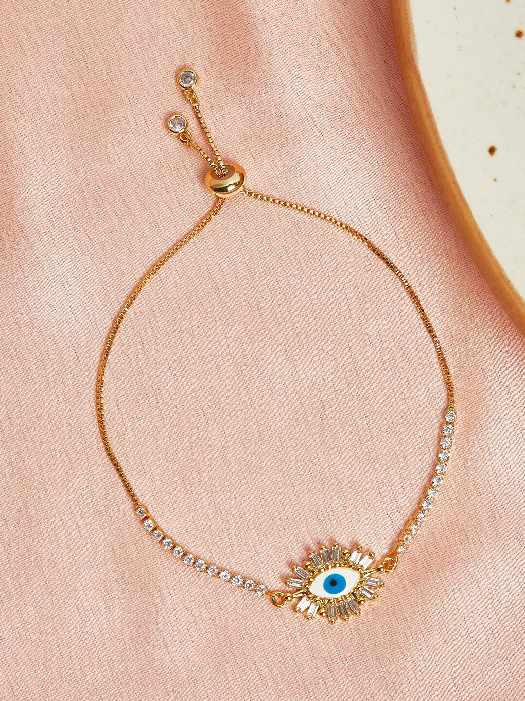 Buy Voylla Women Gold Toned & White Brass Gold Plated Link Bracelet ...