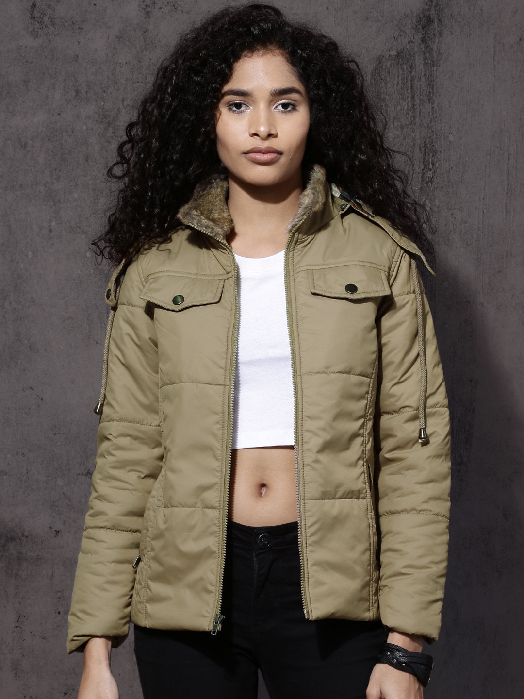 Buy Roadster Women Beige Solid Parka - Jackets for Women 1943439 | Myntra