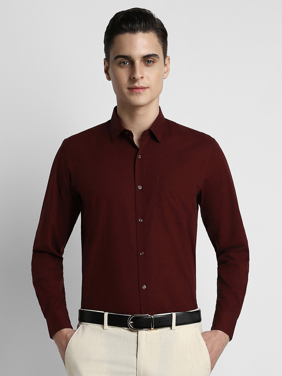 Buy Peter England Men Maroon Solid Formal Shirt - Shirts for Men ...