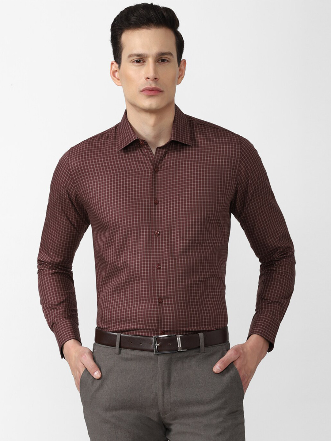 Buy Van Heusen Men Brown Slim Fit Printed Formal Shirt - Shirts for Men ...