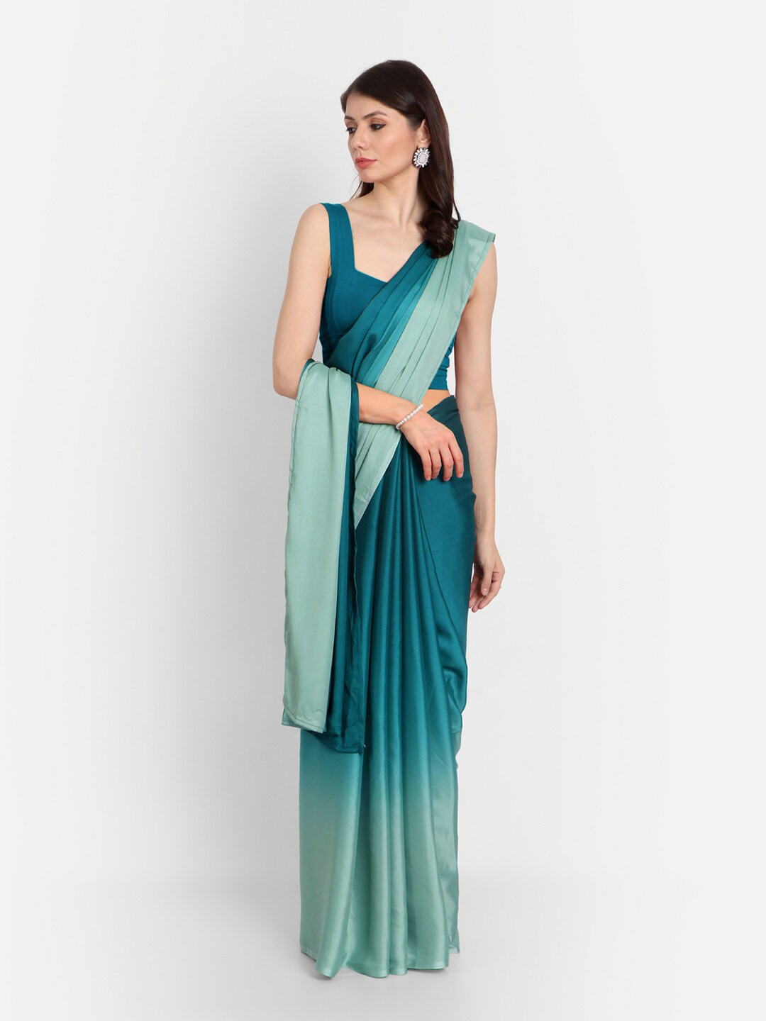 Buy Kasee Blue Light To Dark Ombre Satin Saree - Sarees for Women ...