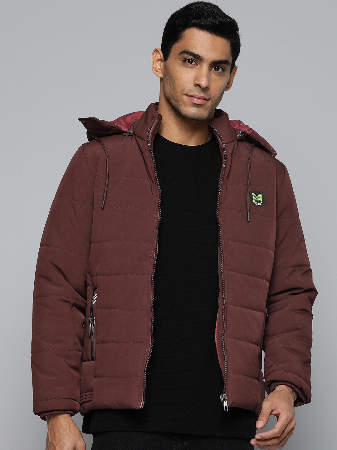 Buy Fort Collins Men Burgundy Solid Padded Jacket - Jackets for Men ...