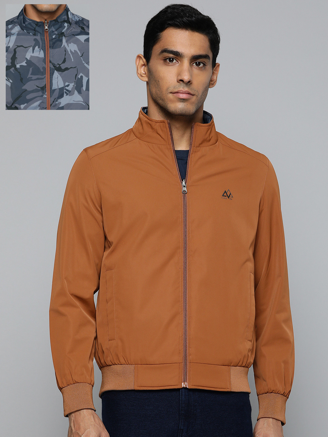 Buy Fort Collins Men Brown & Grey Reversible Padded Jacket - Jackets ...