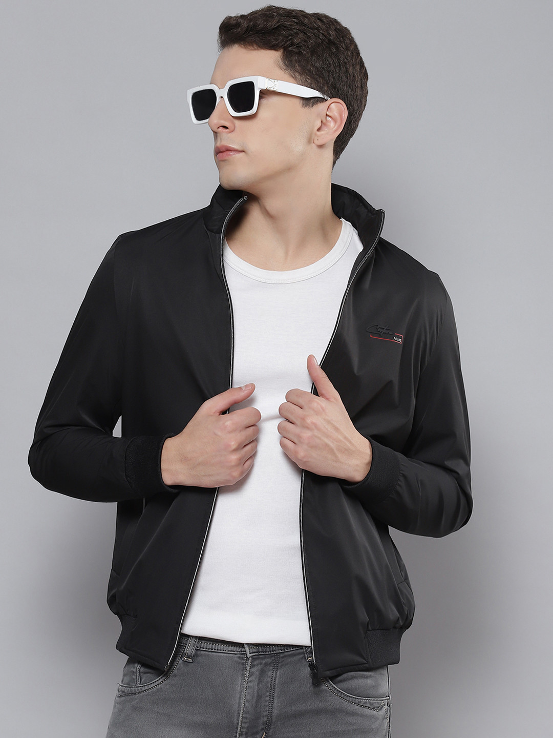 Buy Fort Collins Men Black Solid Bomber Jacket - Jackets for Men ...
