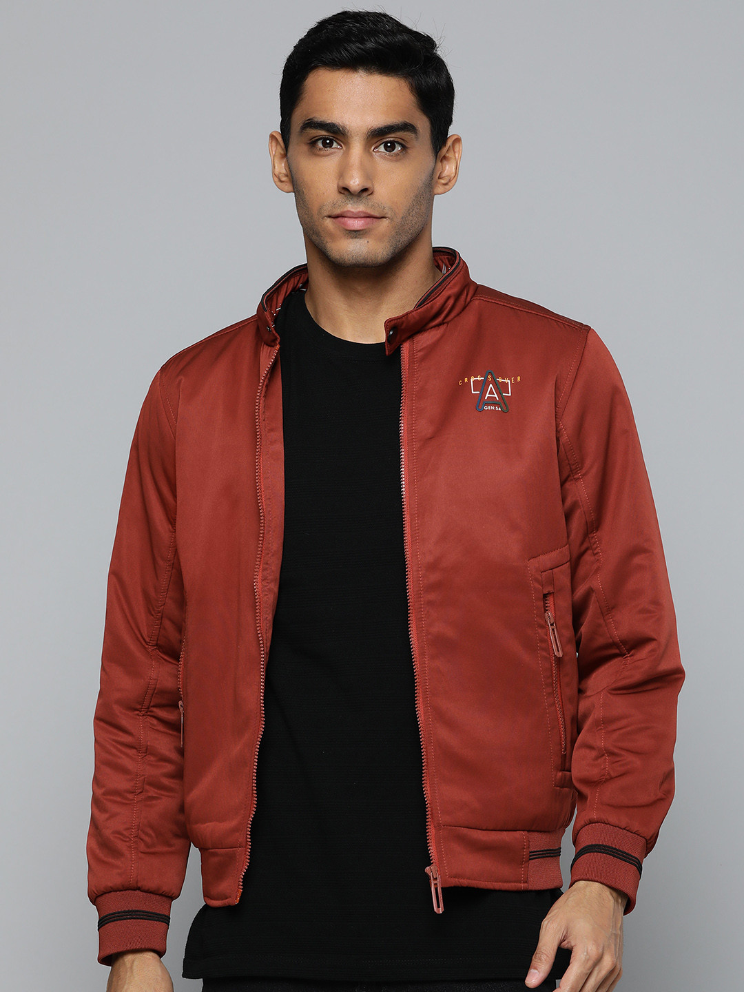 Buy Fort Collins Men Rust Red Solid Padded Jacket - Jackets for Men ...