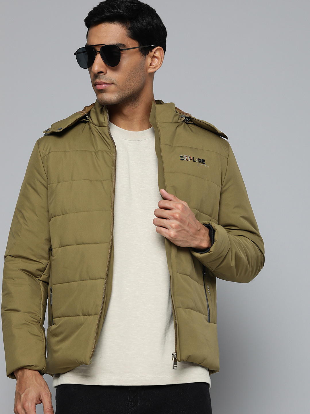 Buy Fort Collins Men Olive Green Solid Padded Jacket - Jackets for Men ...