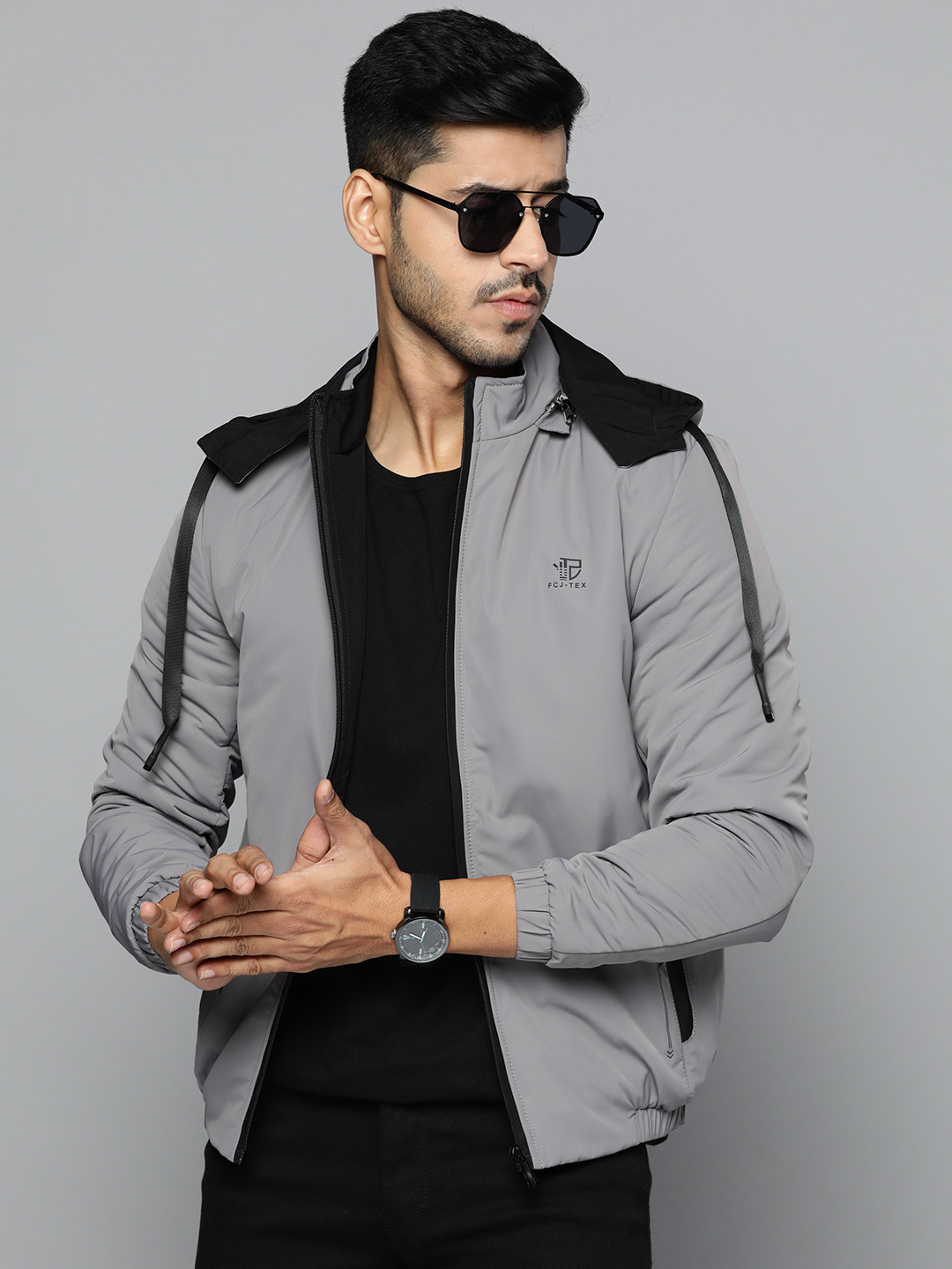 Buy Fort Collins Men Grey Solid Padded Jacket - Jackets for Men ...