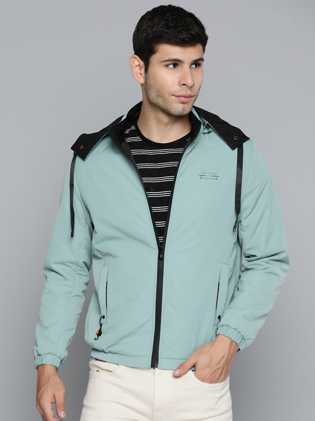 Buy Fort Collins Men Blue Solid Padded Jacket - Jackets for Men ...