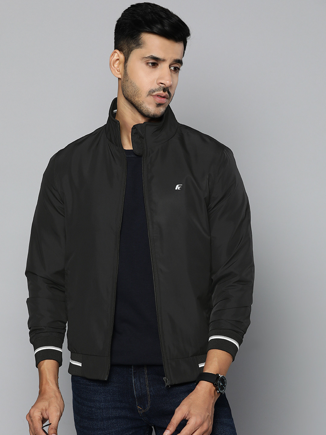 Buy Fort Collins Men Black Solid Padded Jacket - Jackets for Men ...