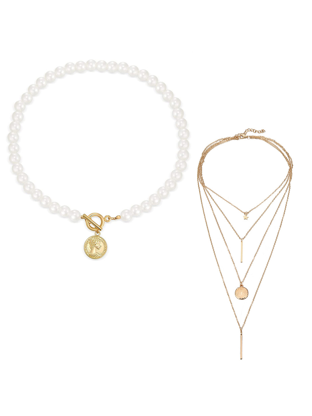 Buy Jewels Galaxy Set Of 2 Gold Plated Necklace - Necklace And Chains ...