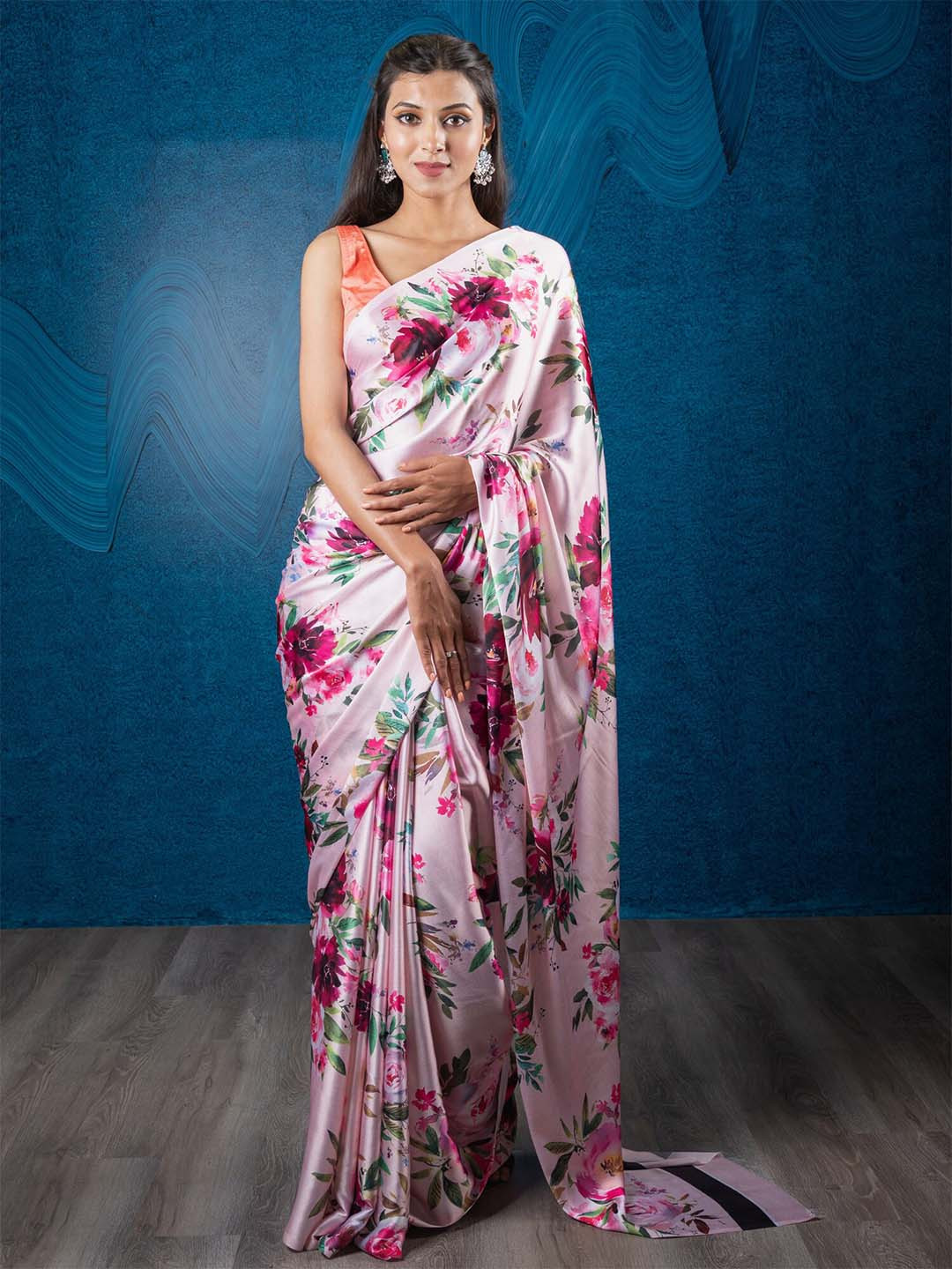 Buy Exclusiva Pink & Green Floral Saree - Sarees for Women 19436640 ...