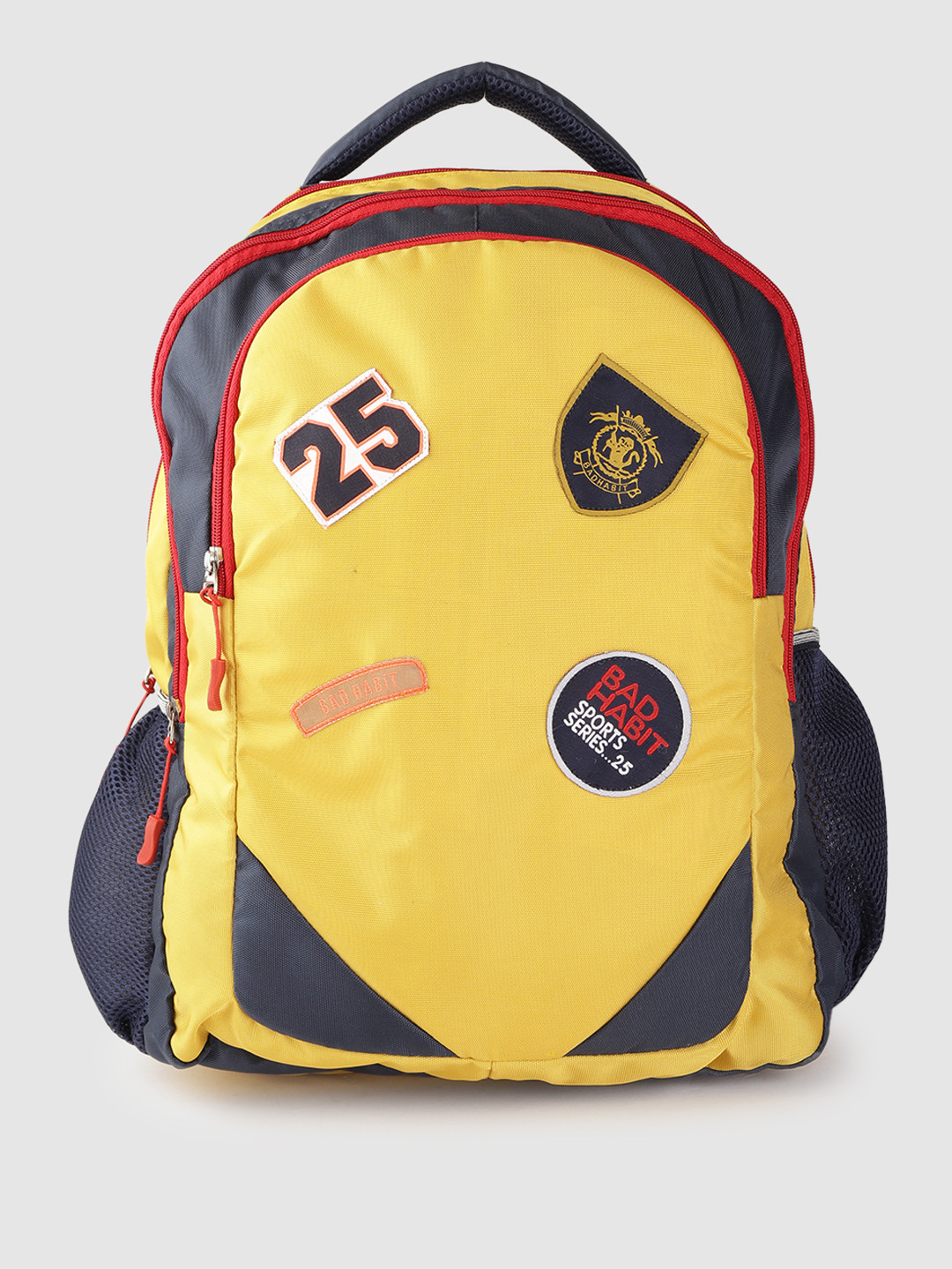 Buy BAD HABIT Unisex Yellow & Navy Blue Colourblocked Applique Detail ...