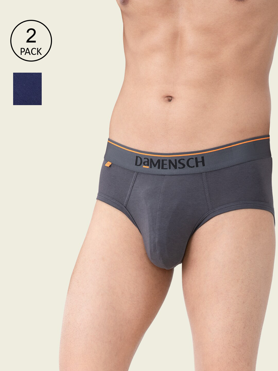 Buy DAMENSCH Men Pack Of 2 Anti Bacterial Mid Rise Basic Briefs - Briefs for Men 19441204 | Myntra
