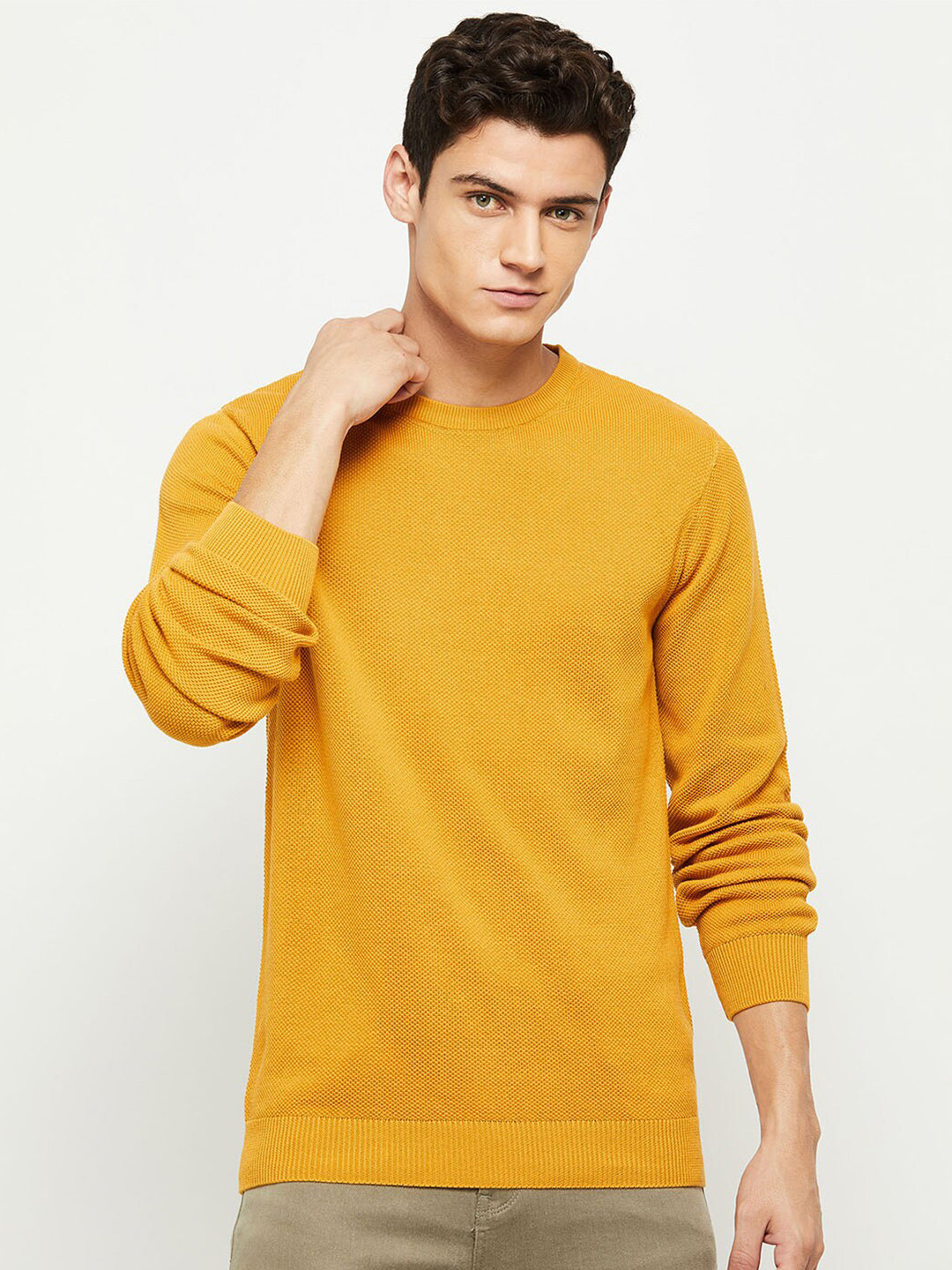 Buy Max Men Yellow Sweater Pull Over Sweatshirt - Sweaters for Men ...