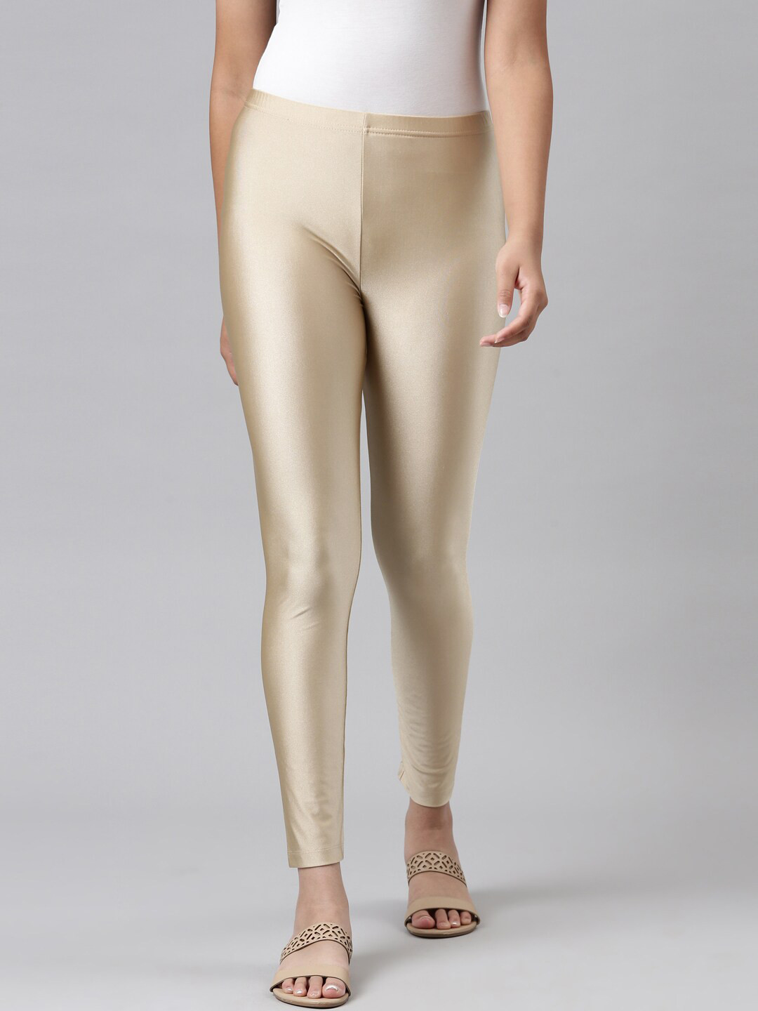 Buy Go Colors Girls Gold Coloured Solid Leggings - Leggings for Girls ...