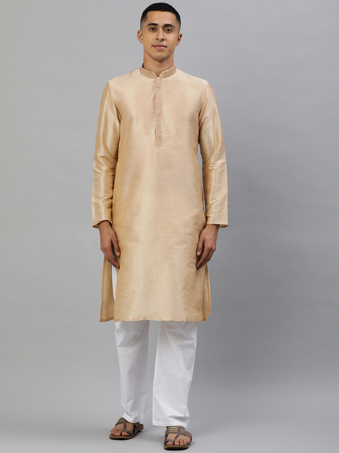Buy Manthan Men Beige Solid Straight Kurta - Kurtas for Men 19449194 ...