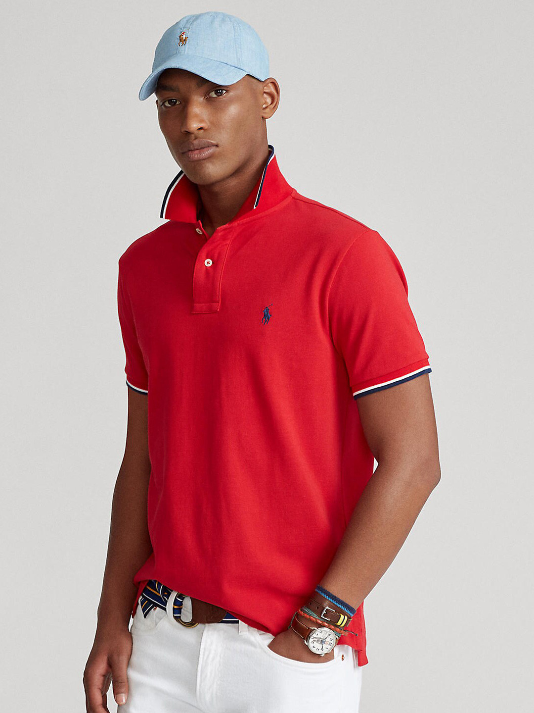 Buy Polo Ralph Lauren Men Red Polo Collar Slim Fit T Shirt - Tshirts ...