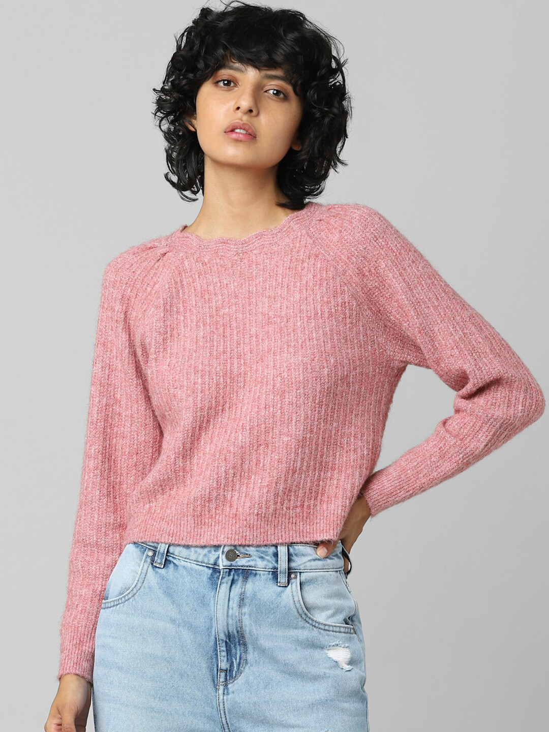 Buy ONLY Women Pink Pullover - Sweaters for Women 19450710 | Myntra