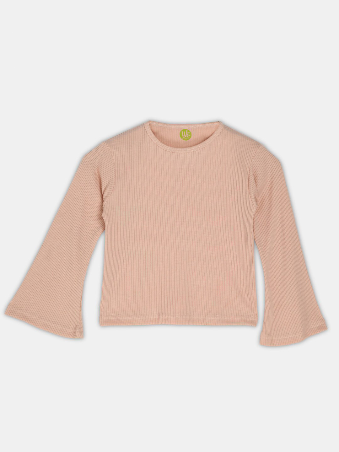 Buy YK Teen Girls Peach Colored Ribbed Top With Bell Sleeves - Tops for ...
