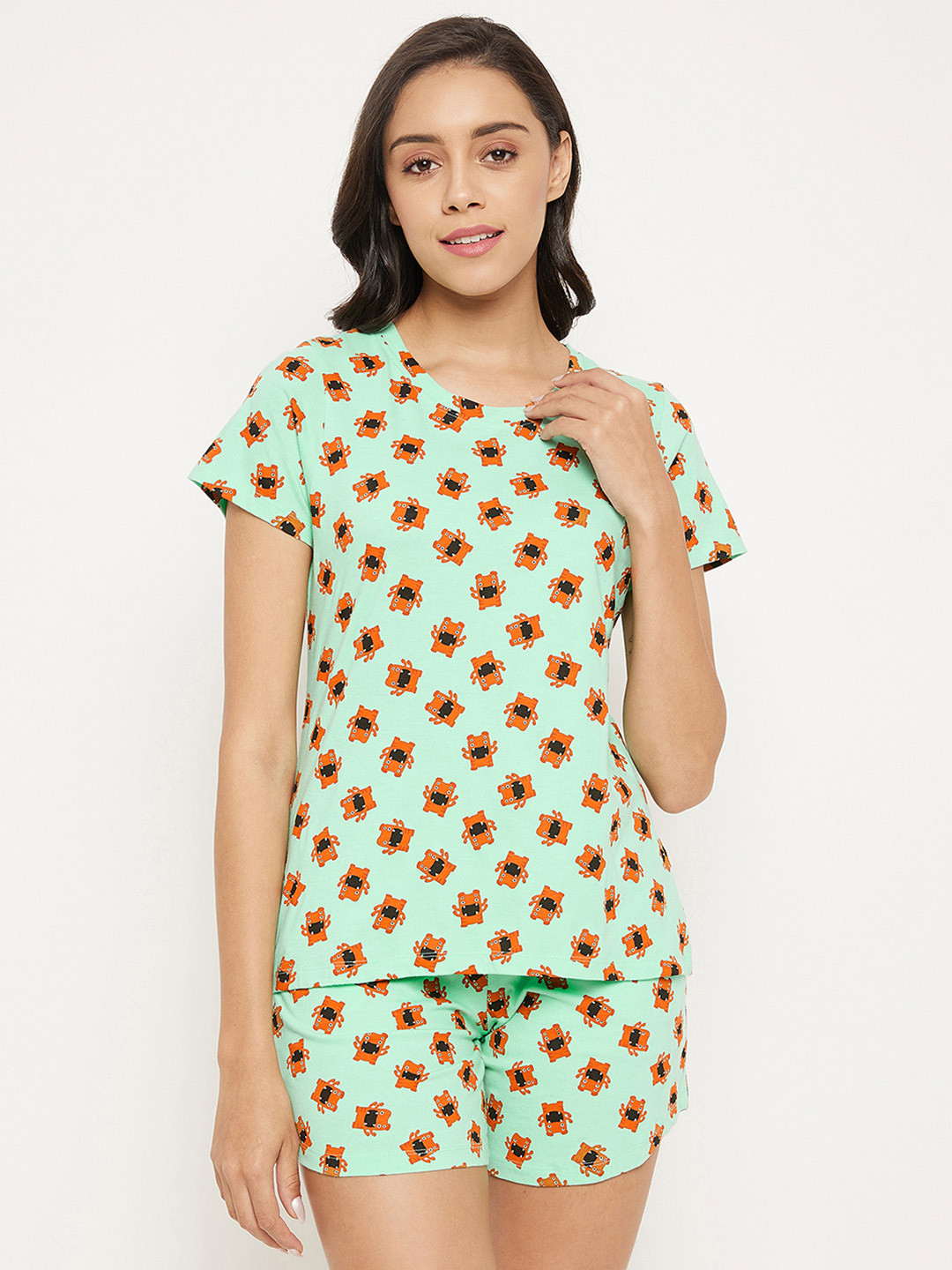 Buy Clovia Women Monster Emoji Print Pure Cotton Night Suit - Night ...