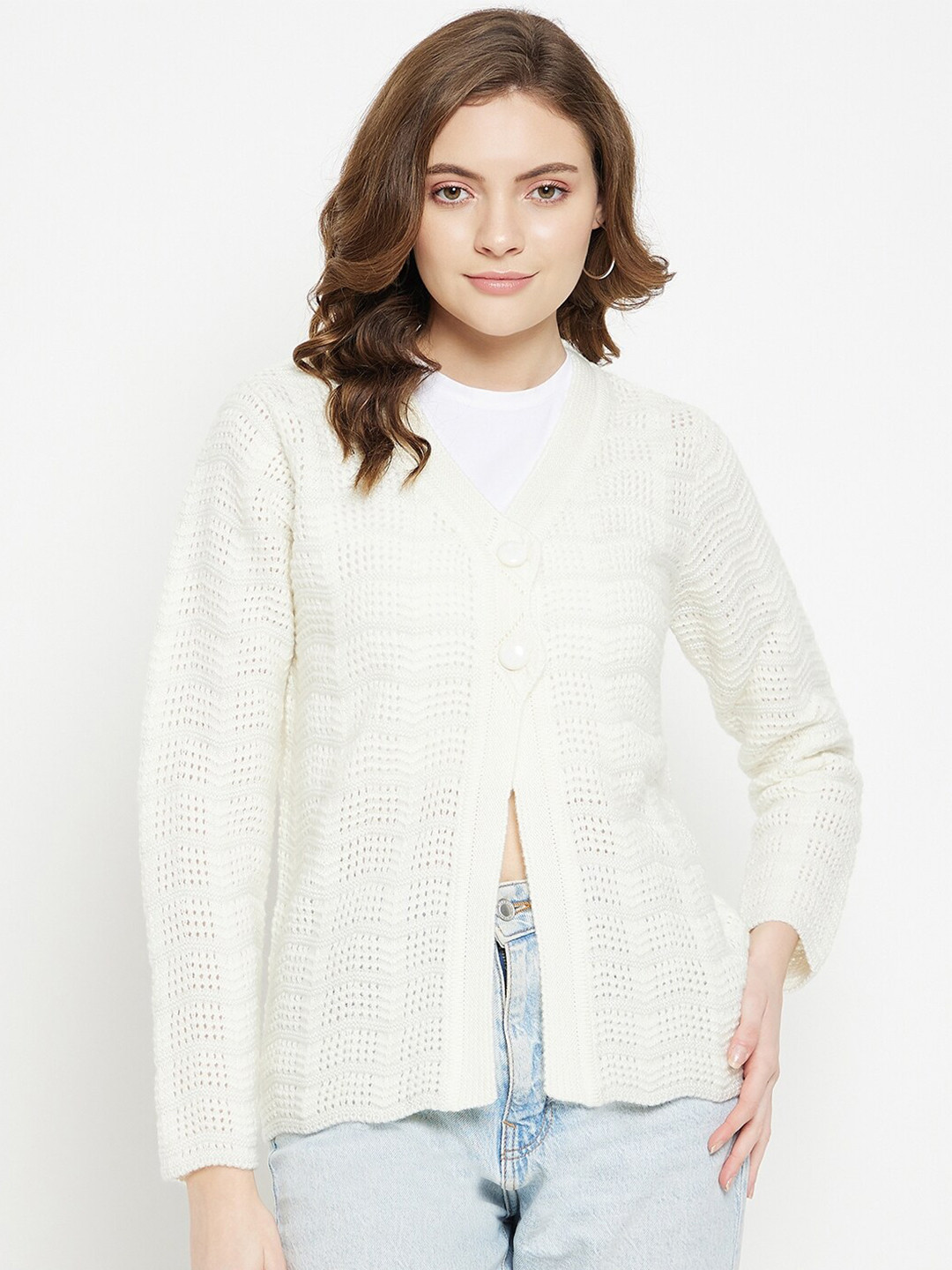 Buy Madame Women Off White Cardigan - Sweaters for Women 19452544 | Myntra