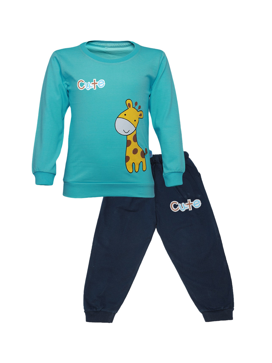 Buy CATCUB Unisex Kids Blue & Navy Blue Printed T Shirt With Trouser ...