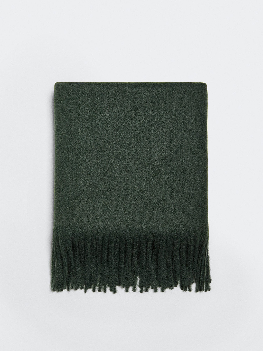 Buy MANGO Women Green Scarf With Fringed Hem - Scarves for Women ...