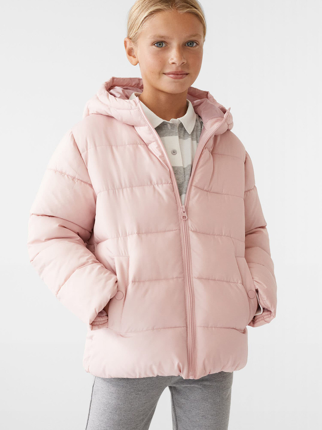 Buy Mango Kids Girls Sustainable Puffer Hooded Jacket - Jackets for ...