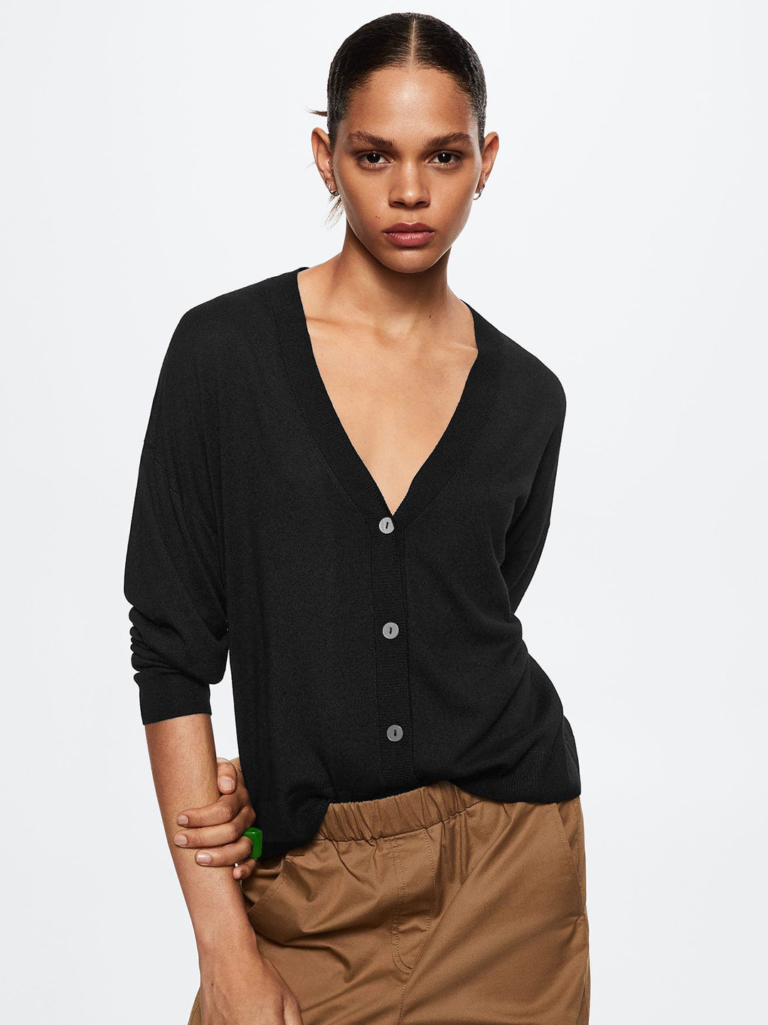 Buy MANGO Women Black Solid Cardigan - Sweaters for Women 19456246 | Myntra