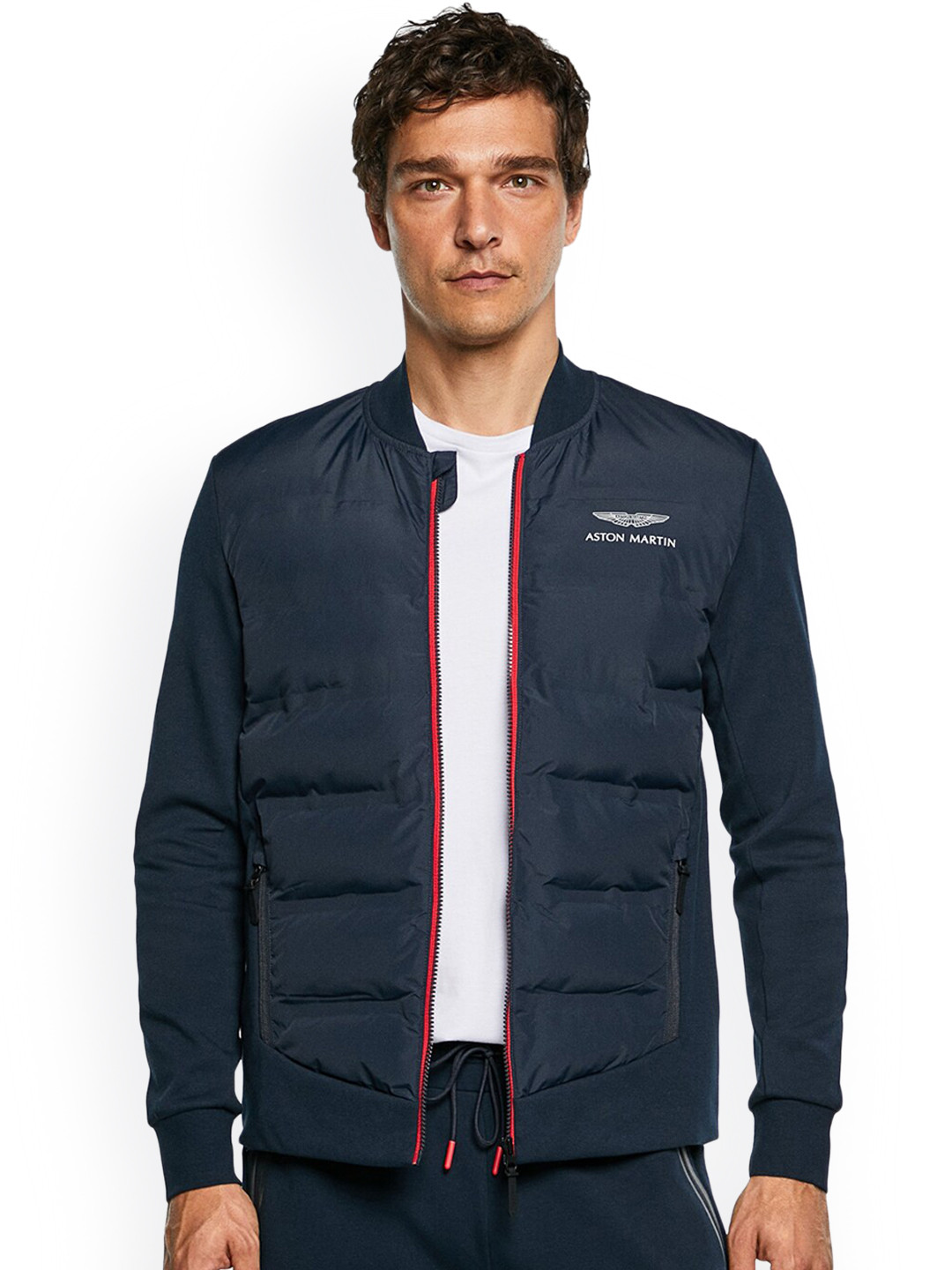 Buy HACKETT LONDON Men Navy Blue Lightweight Outdoor Bomber Jacket ...