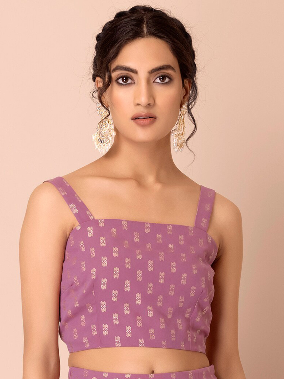 Buy Rang By Indya Women Pink Print Georgette Crop Top - Tops for Women ...
