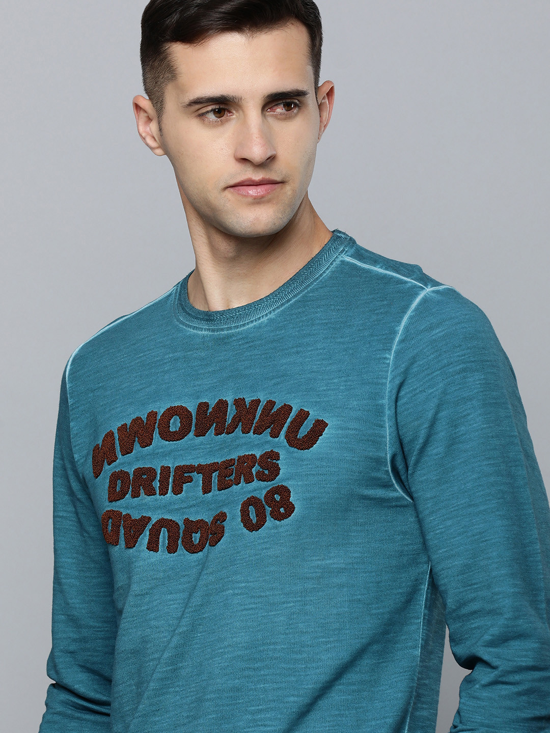 Buy Flying Machine Men Blue Printed Pure Cotton Sweatshirt ...