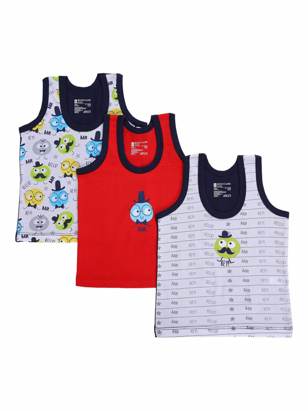 Buy Bodycare Kids Infant Boys Pack Of 3 Assorted Cotton Innerwear Vests ...