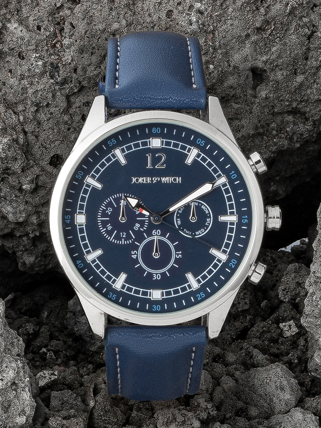 Buy JOKER & WITCH Men Blue Embellished Dial & Blue Leather Straps ...