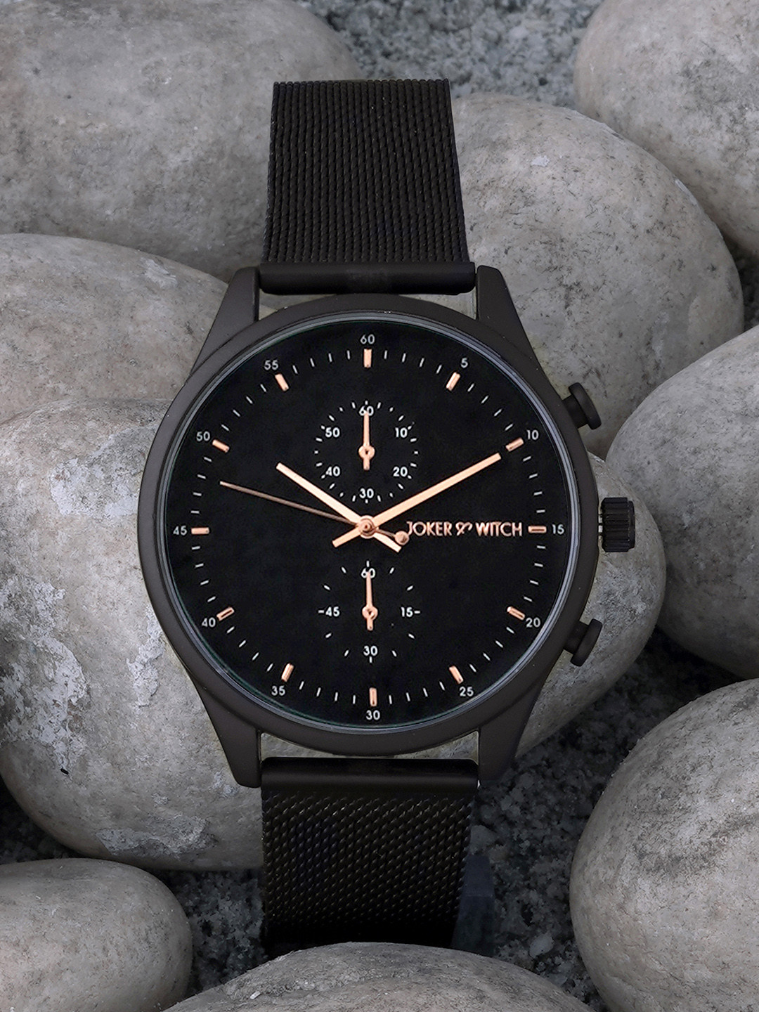 Buy JOKER & WITCH Men Black Embellished Dial & Straps Analogue Watch ...