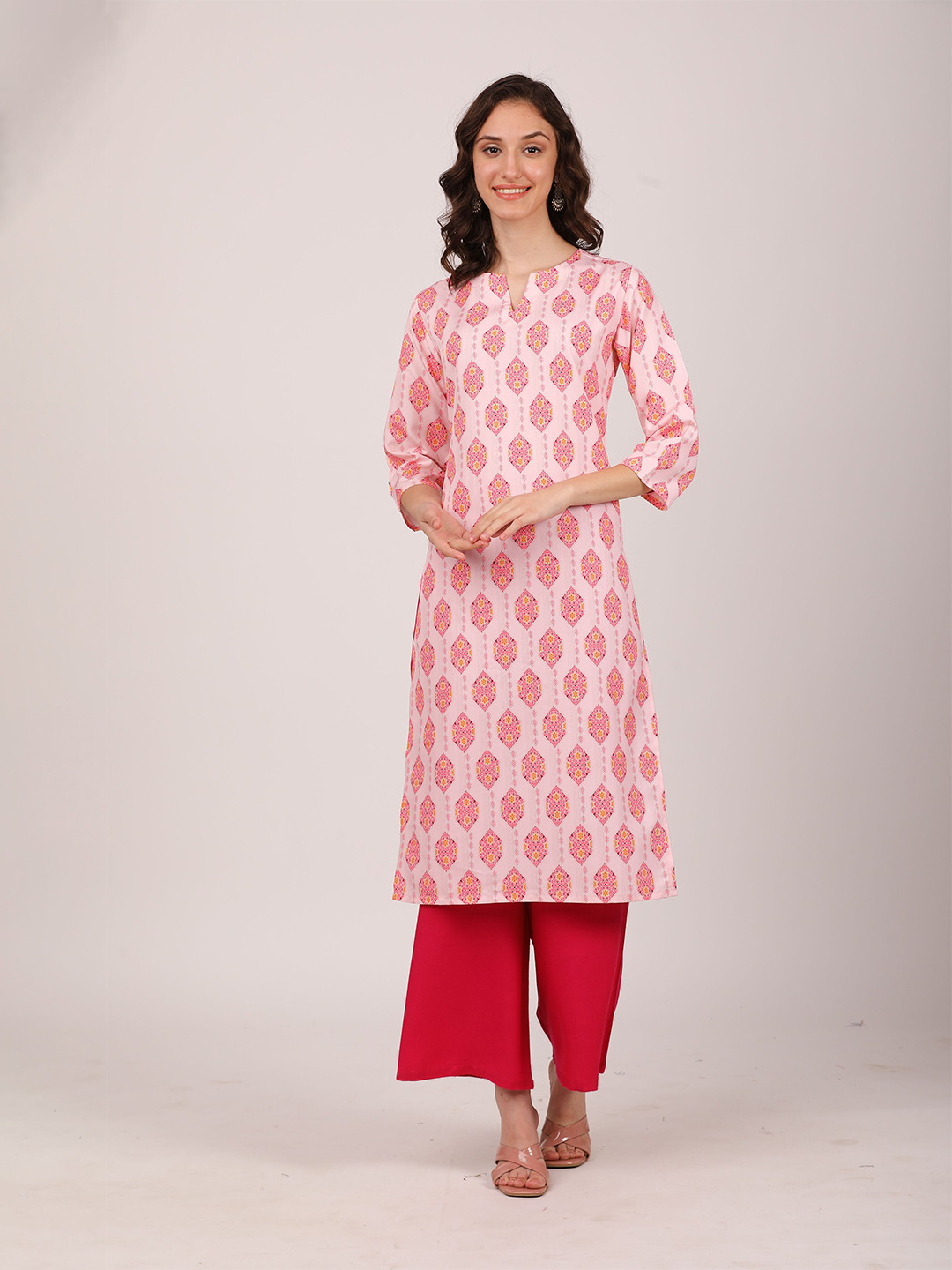 Buy SEW YOU SOON Women Pink Ethnic Motifs Printed Kurta - Kurtas for ...