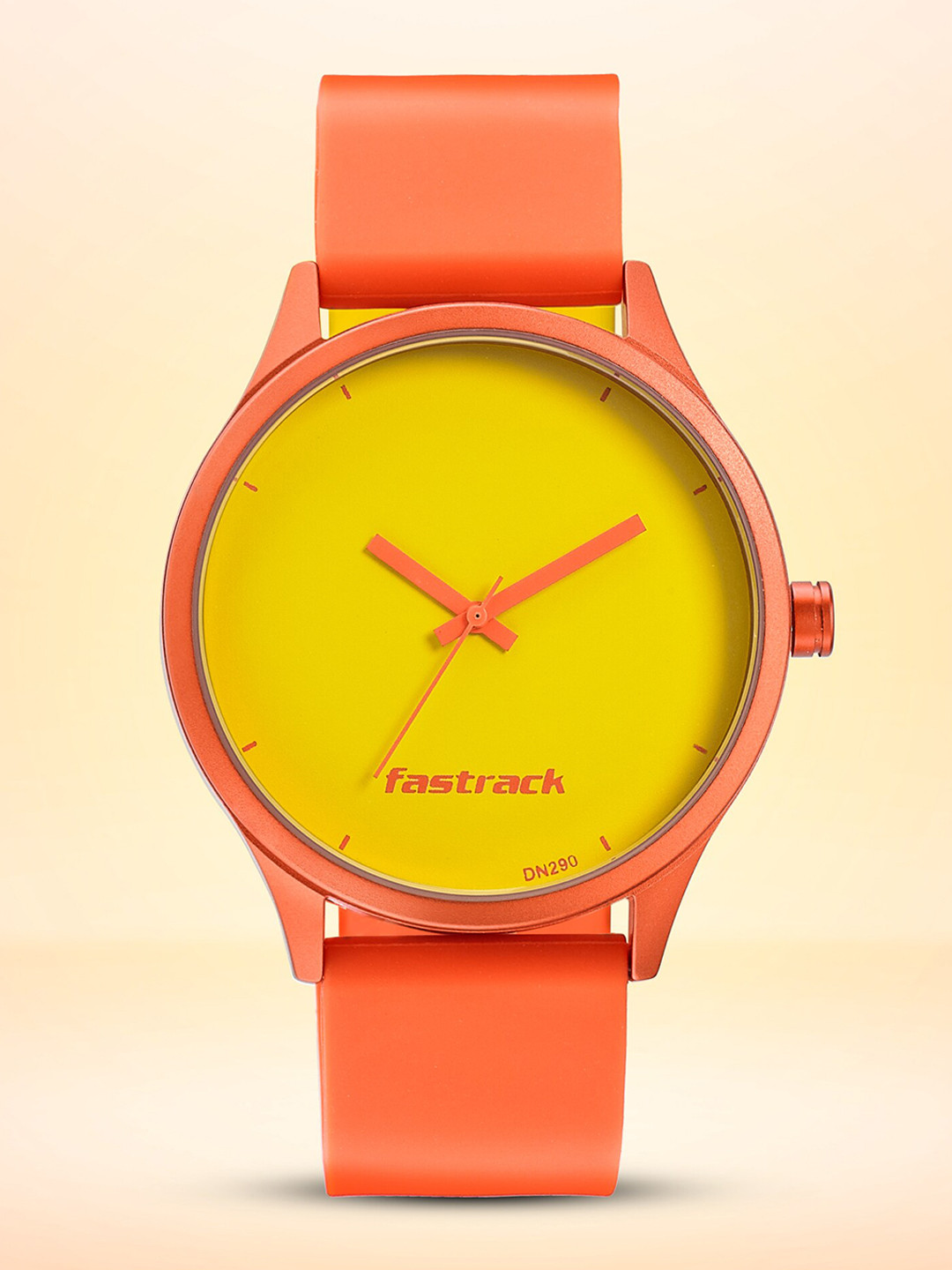 Buy Fastrack Unisex Yellow Aluminium Dial & Orange Straps Analogue ...