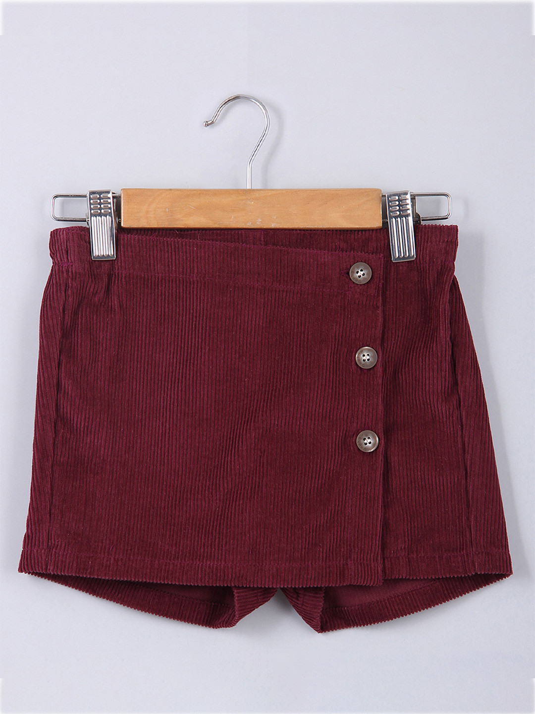 Buy Beebay Girls Burgundy Solid Corduroy Skorts - Skirts for Girls ...