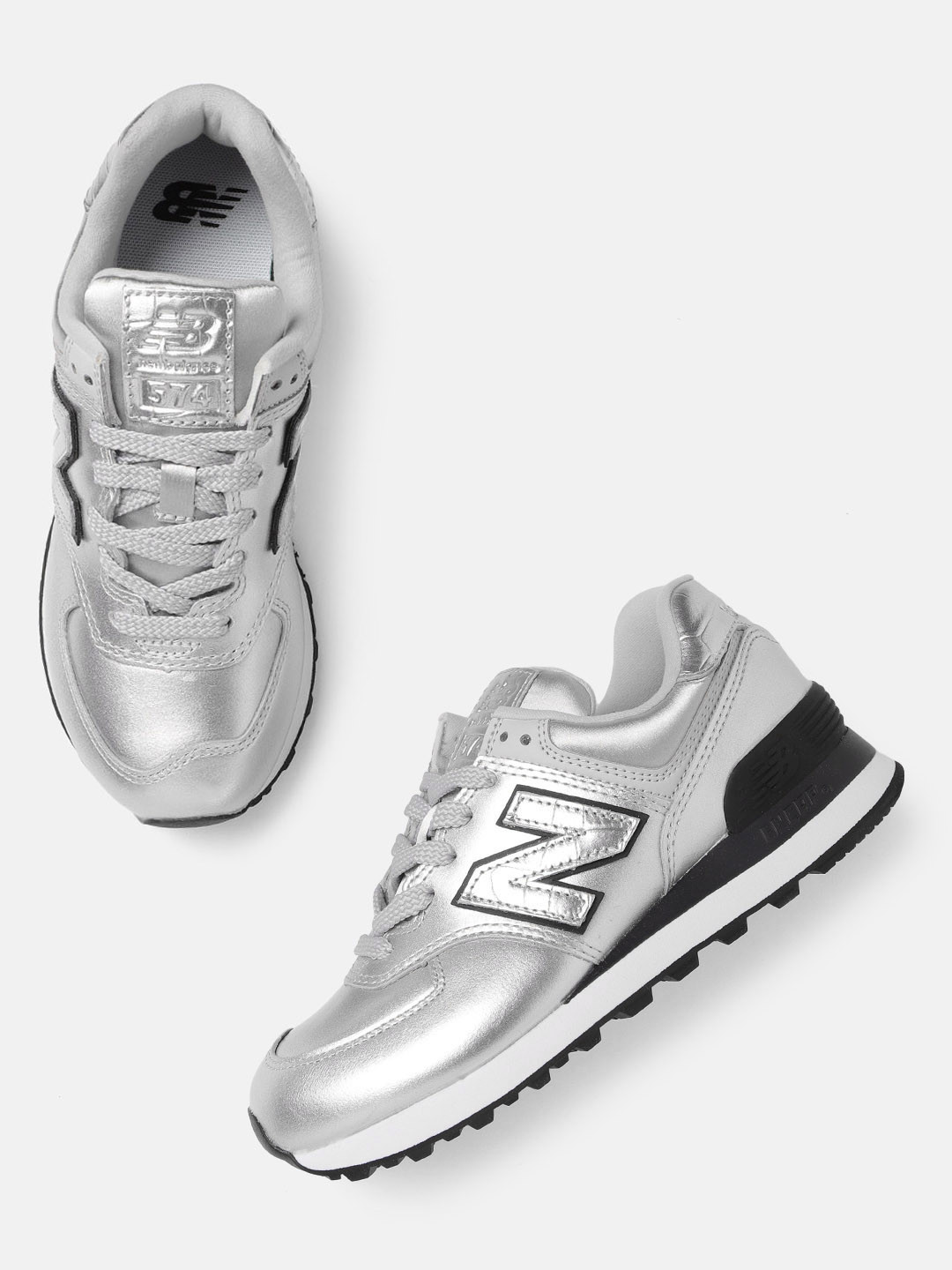 Buy New Balance Women Silver Toned Solid Sneakers - Casual Shoes for ...