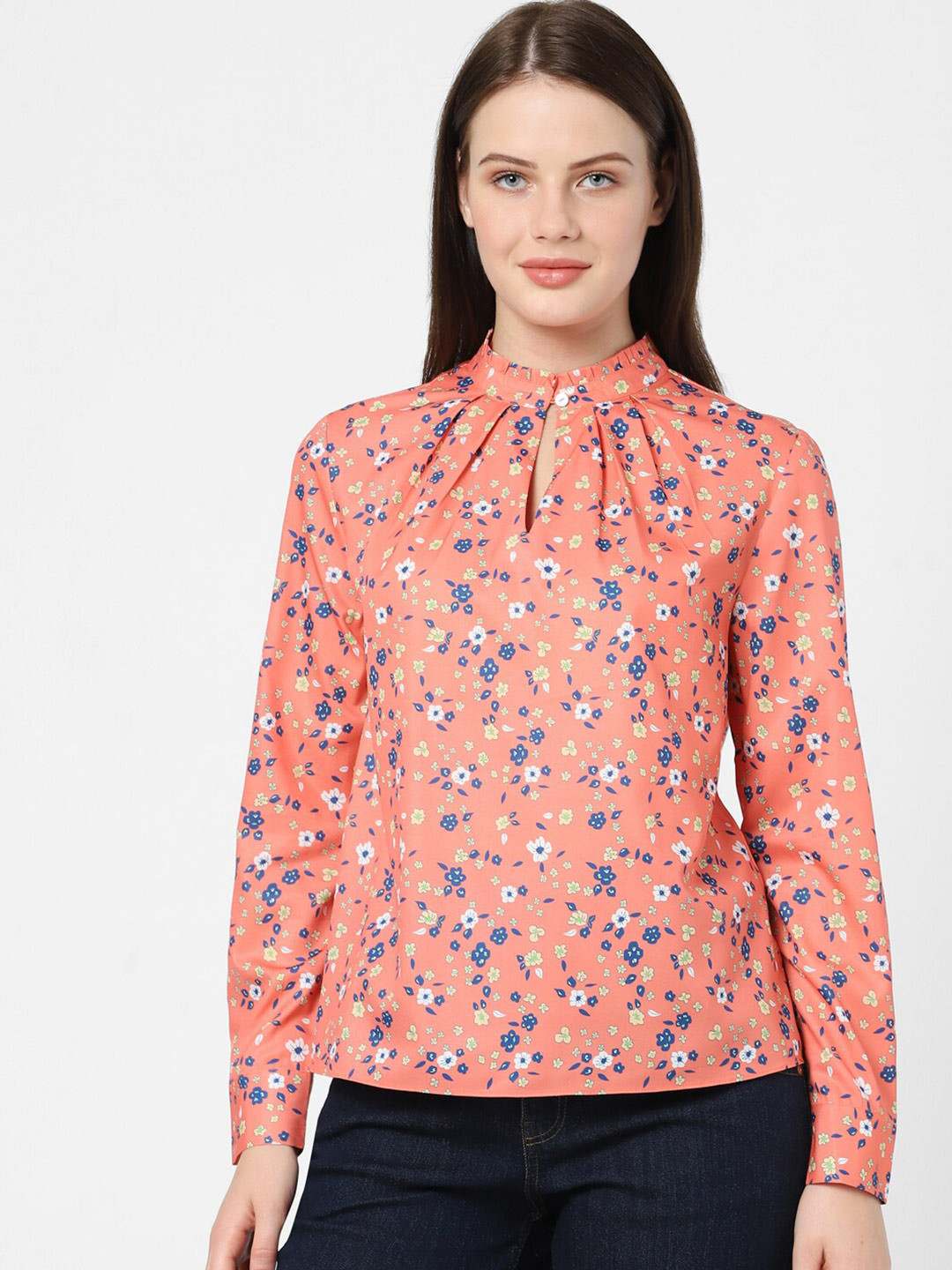 Buy Vero Moda Women Orange Floral Printed Top - Tops for Women 19464088 ...