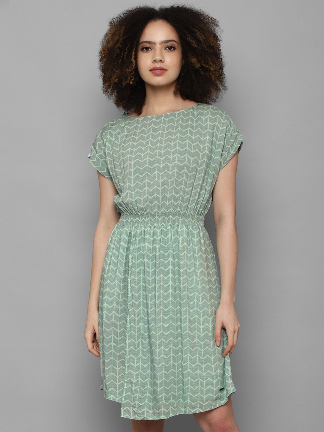 Buy Allen Solly Woman Green A Line Geometric Dress - Dresses for Women ...