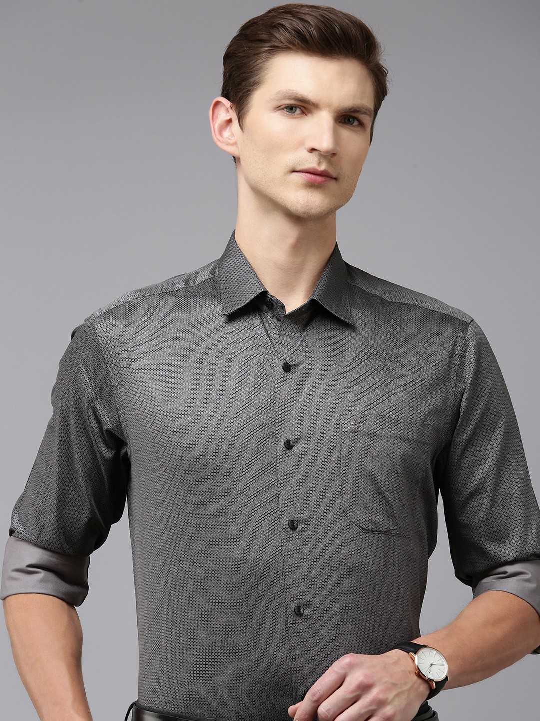 Buy Arrow Pure Cotton Original Slim Fit Geometric Printed Formal Shirt